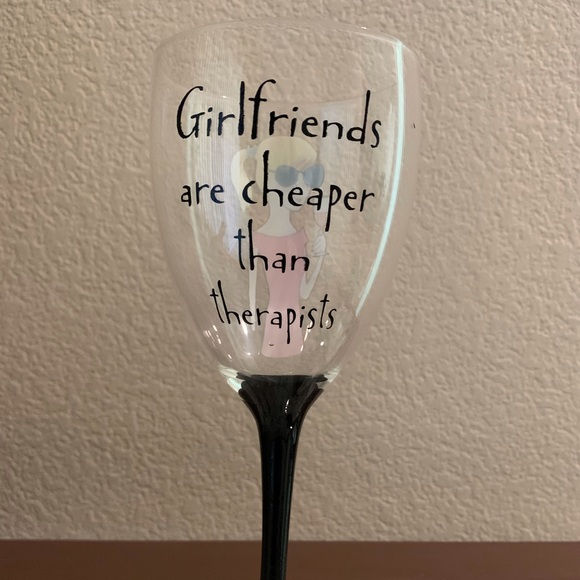 Linda Grayson | Dining | Linda Grayson Girlfriend Art Wine Glass | Poshmark